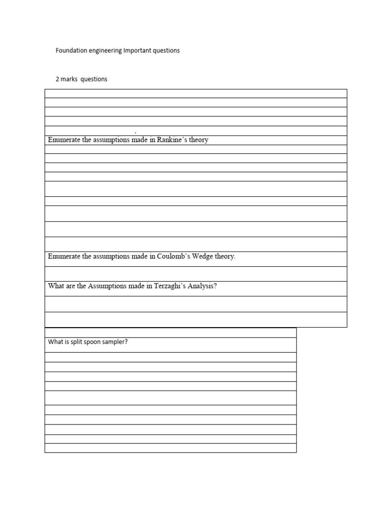 Foundation Engineering Key Questions | PDF | Deep Foundation ...