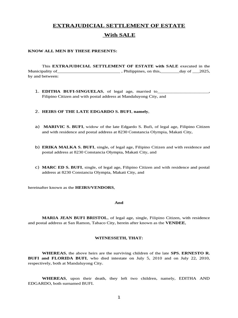 Ernesto Extrajudicial Settlement | PDF | Land Law | Private Law