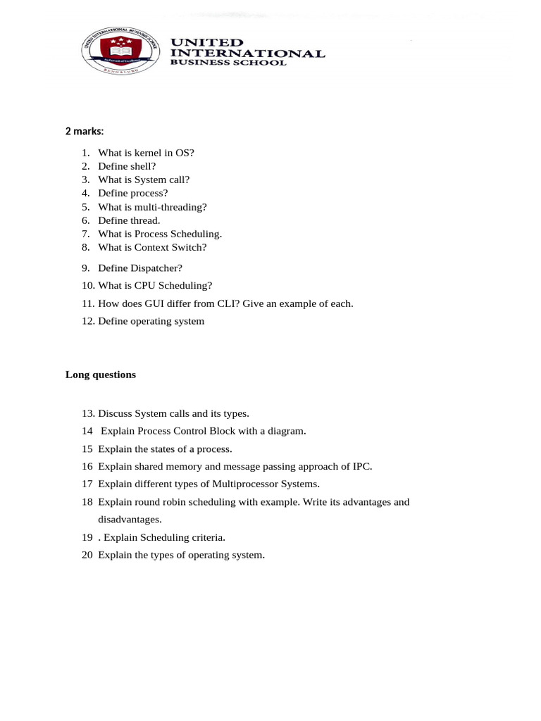 Operating System Unit 1 | PDF
