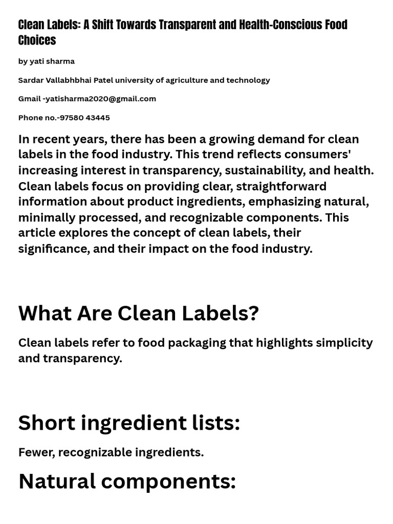 Clean Labels A Shift Towards Transparent and Health-Conscious Food ...