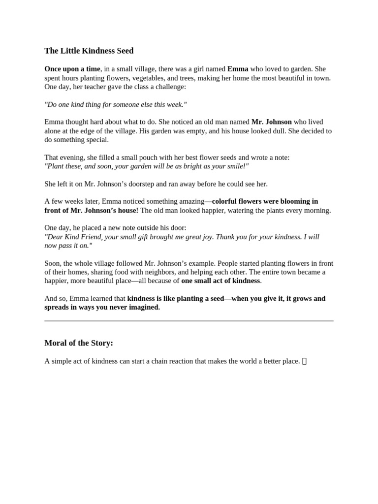 The Little Kindness Seed | PDF