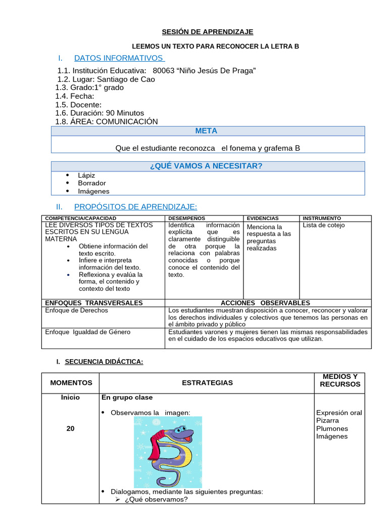 3.- MARTES 05 DE JULIO RECONOCEMOS LA LETRA B | PDF | Aprendizaje
