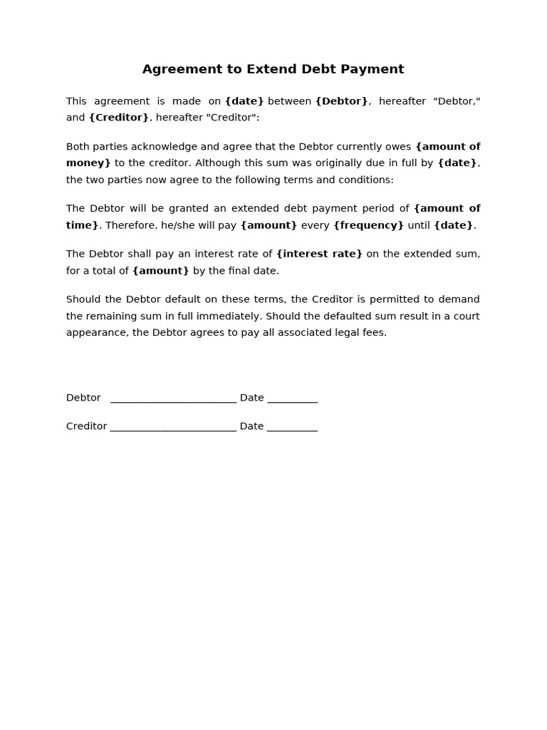 Debt Payment Extension Agreement | PDF
