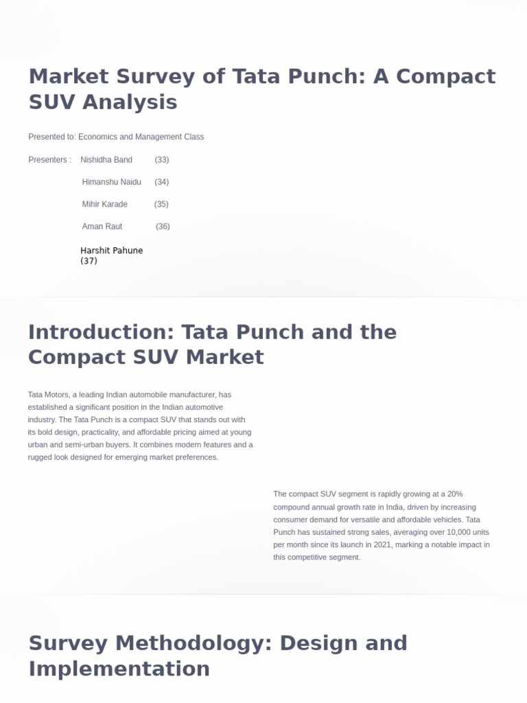 Market Survey of Tata Punch A Compac SUV Analysis | PDF | Survey Methodology | Brand
