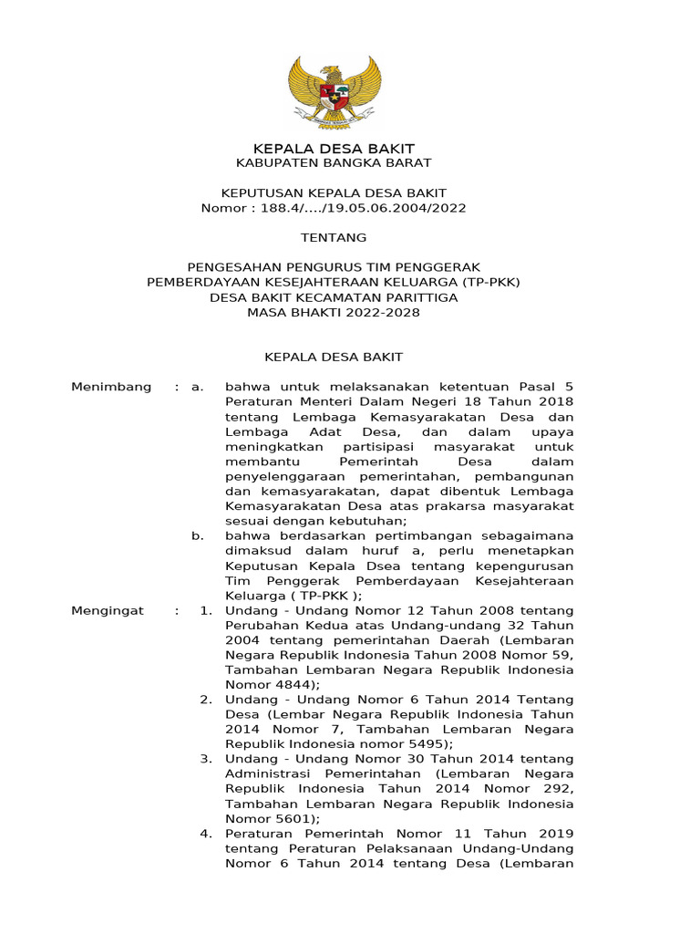 19. Contoh SK TP-PKK | PDF