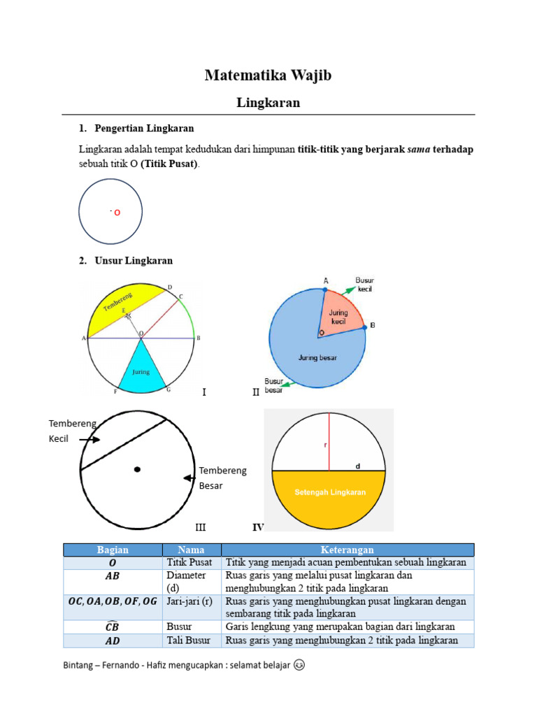 Materi Lingkaran Kelas 11 Matematika Wajib | PDF