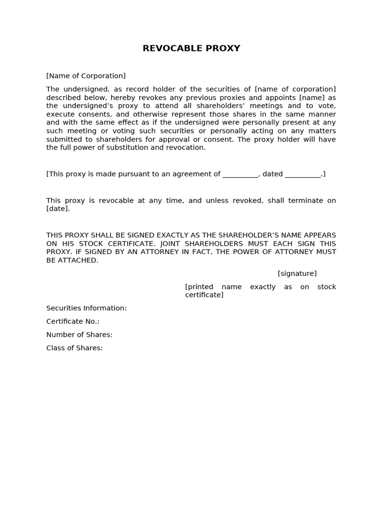 Revocable Proxy | PDF