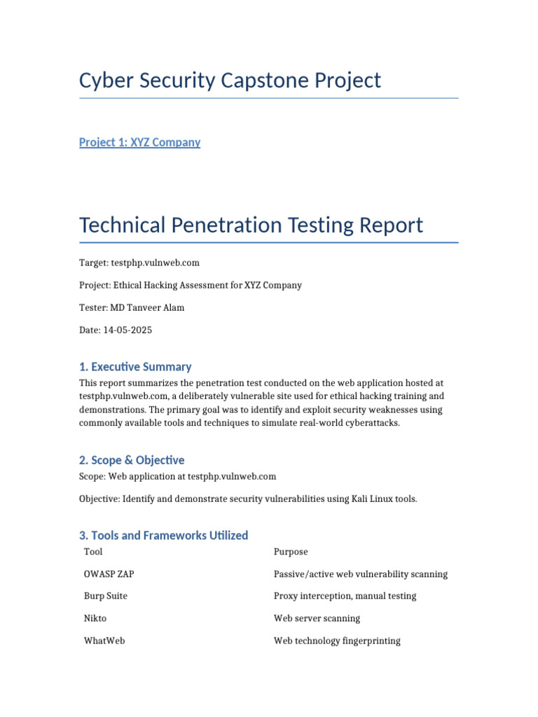 Cyber Security Capstone Project 1 Report | PDF | Security | Computer ...