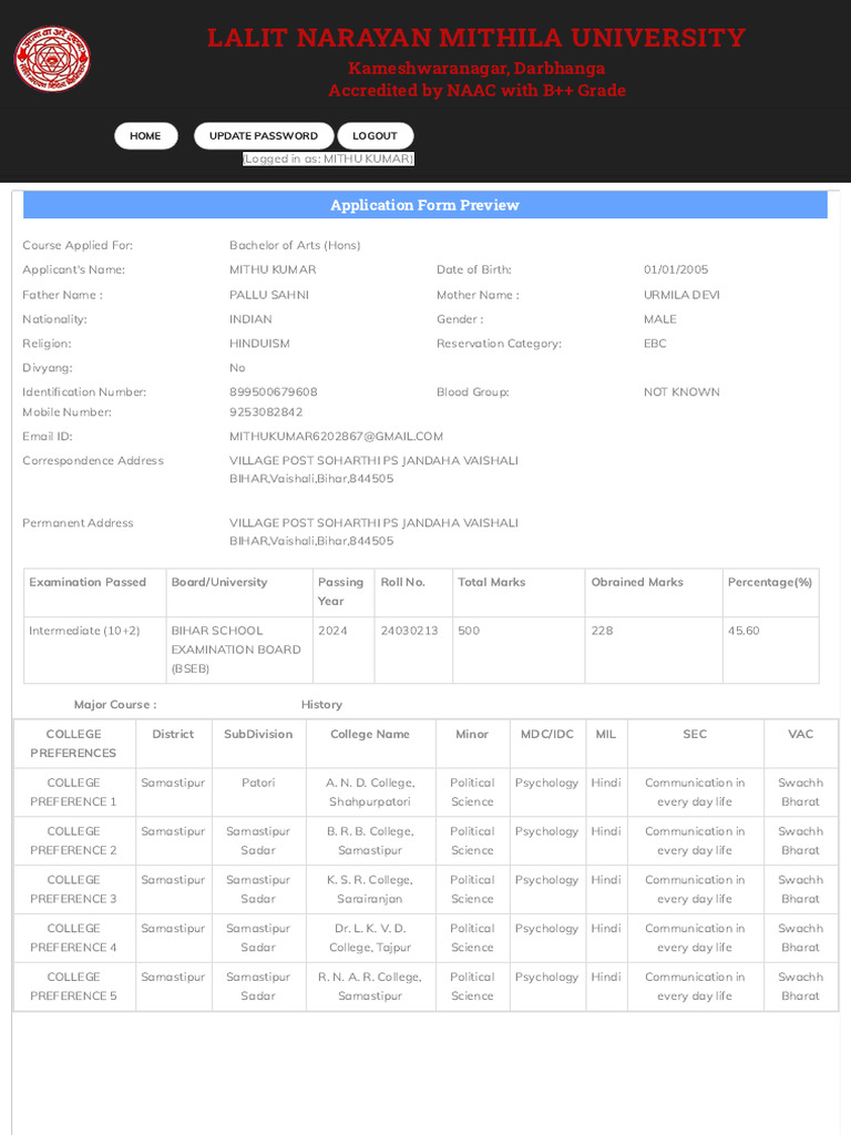 Lalit Narayan Mithila University | PDF