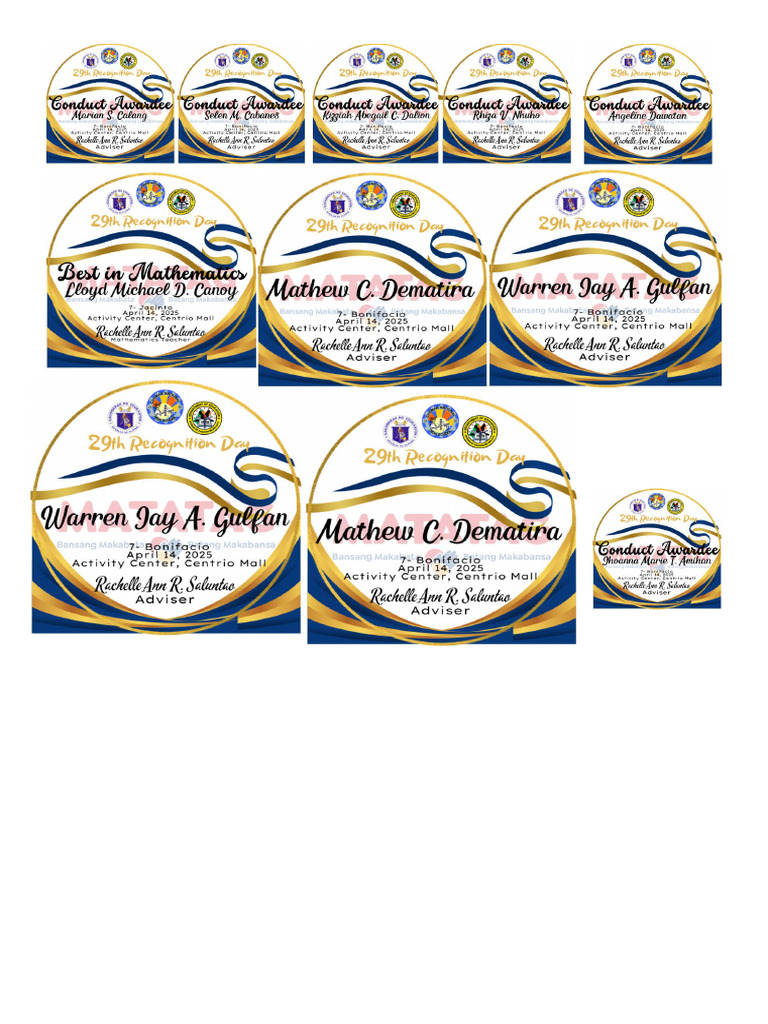 Medal Tags 2025 | PDF