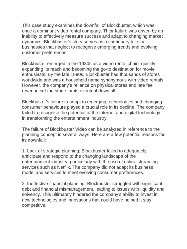 This case study examines the downfall of Blockbuster | PDF | Risk ...