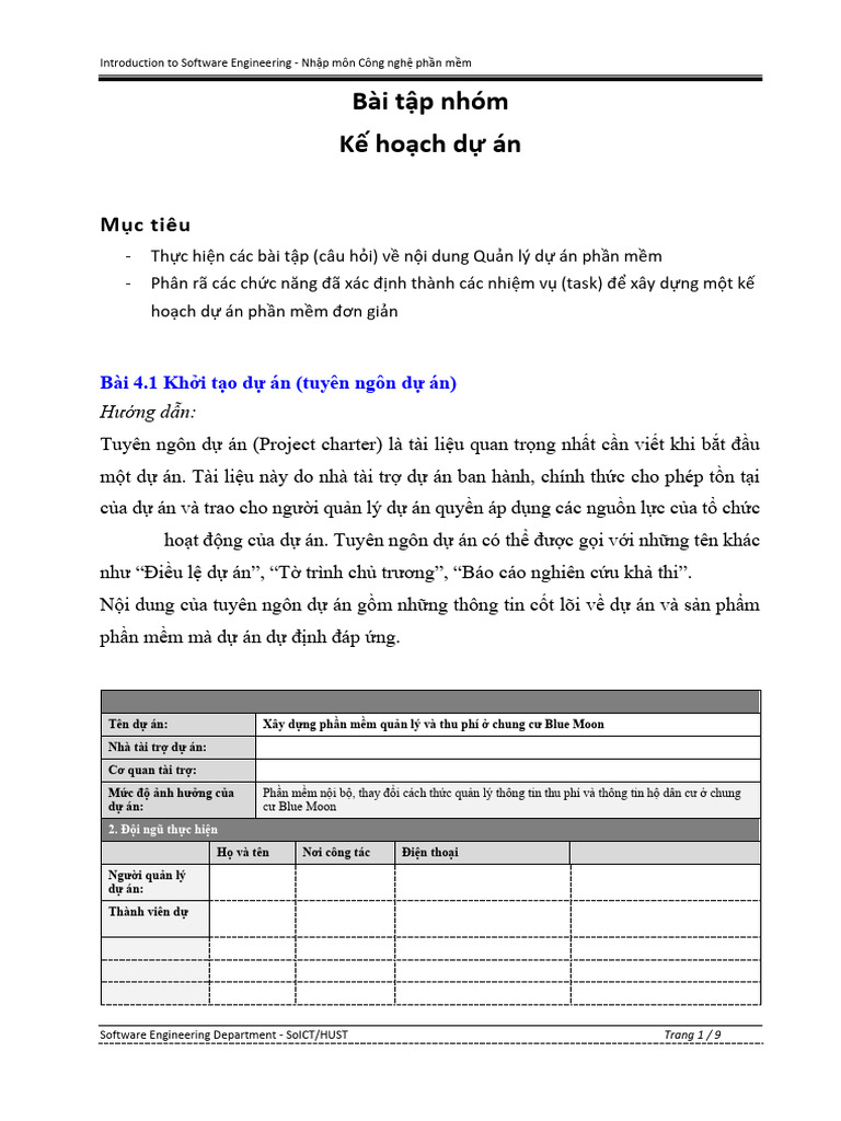 Bai tap nhom Ke hoach du an | PDF