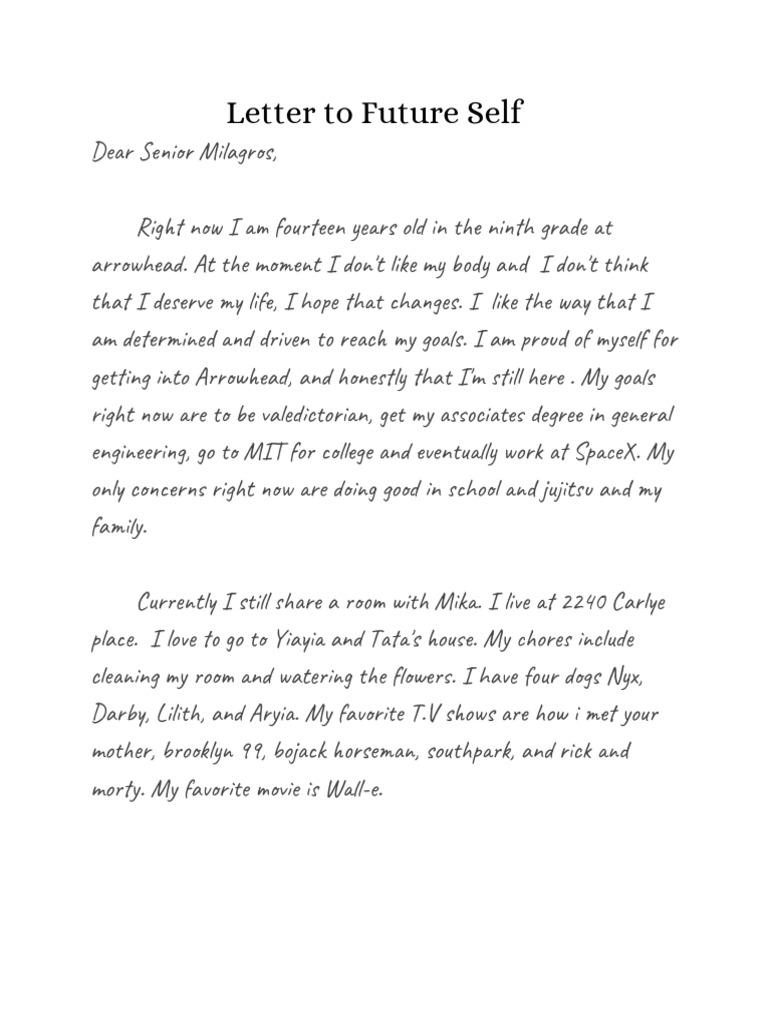 Letter to Future Self | PDF