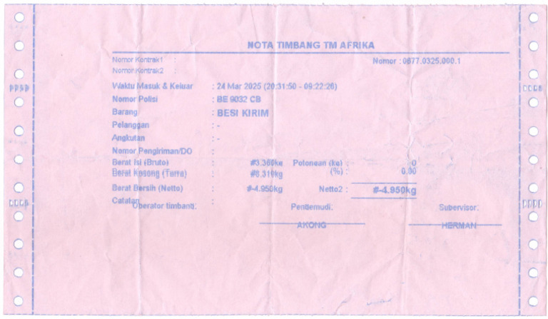 Nota Timbang | PDF