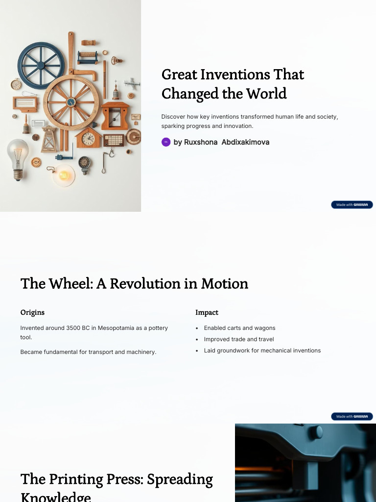 Great Inventions That Changed The World | PDF | Invention | Electricity