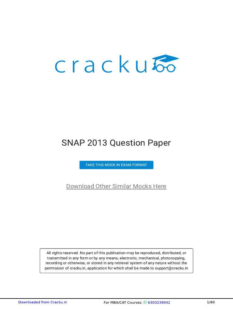 SNAP 2013 Question Paper | PDF | Cost Of Living | Gross Domestic Product