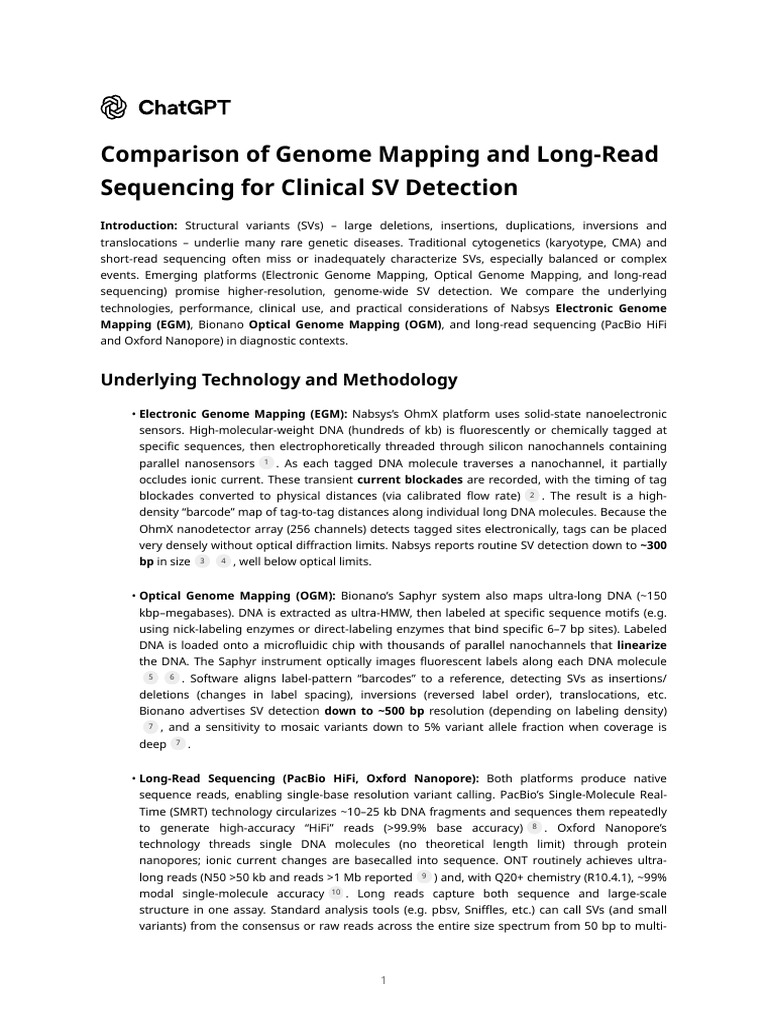 Comparison of Genome Mapping and Long-Read Sequencing for Clinical SV Detection | PDF | Dna ...