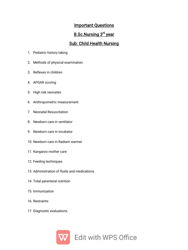 Pediatric Questions | PDF