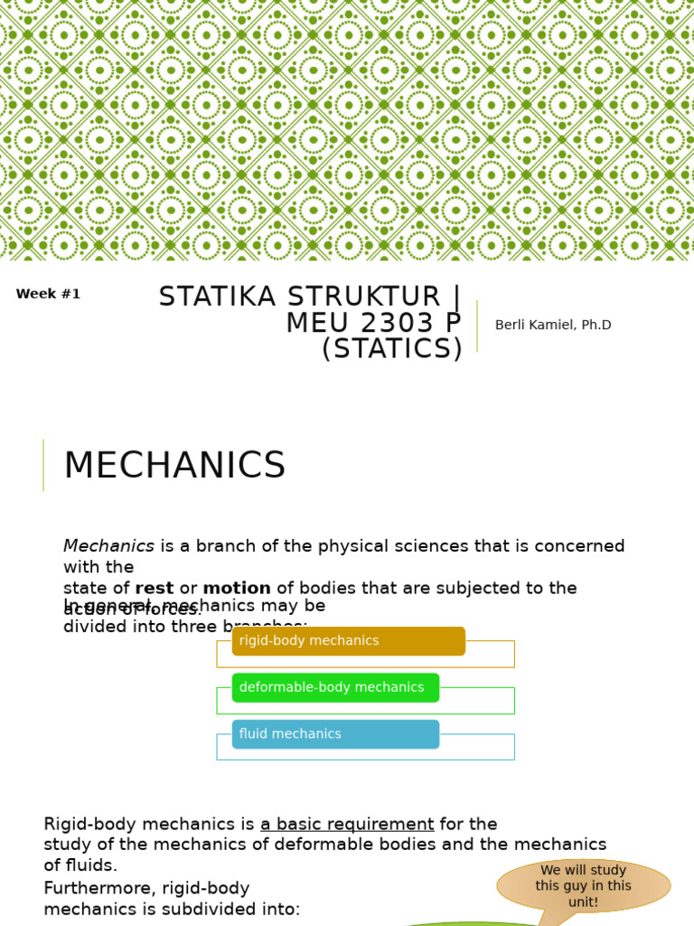 Chapter 1 Statics Good Pdf Force Mechanics