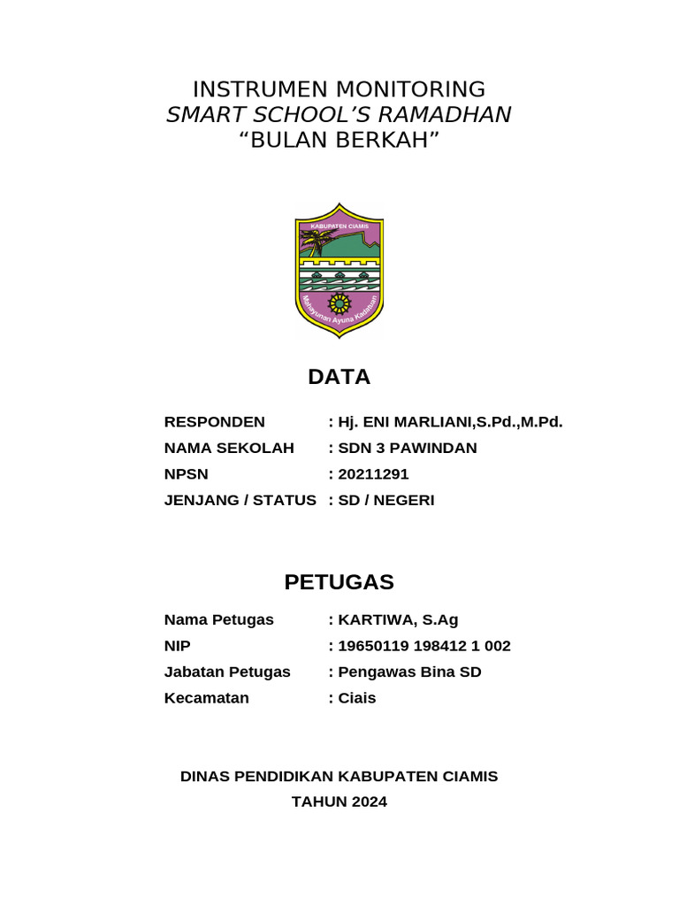 INSTRUMEN MONITORING SMART SCHOOLS 2 CSA | PDF