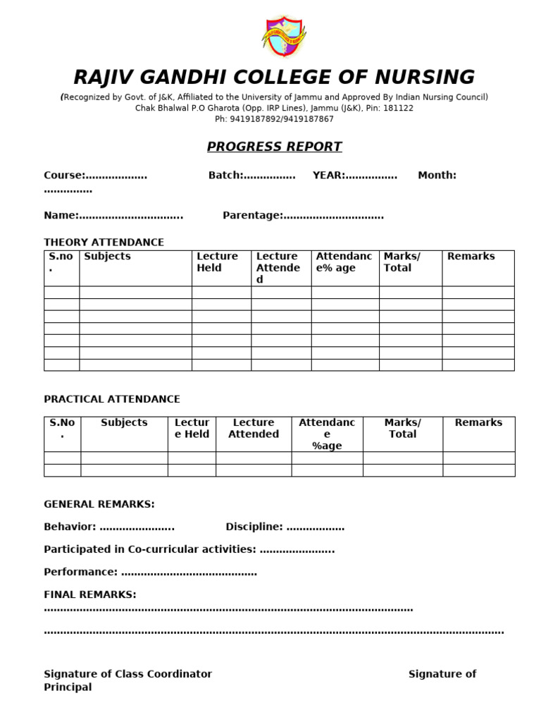 Progress Report Format | PDF