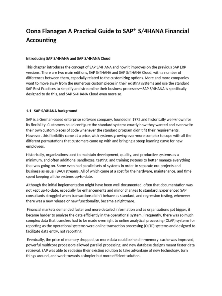Introducing SAP S 4 HANA Financial Accounting | PDF | Business