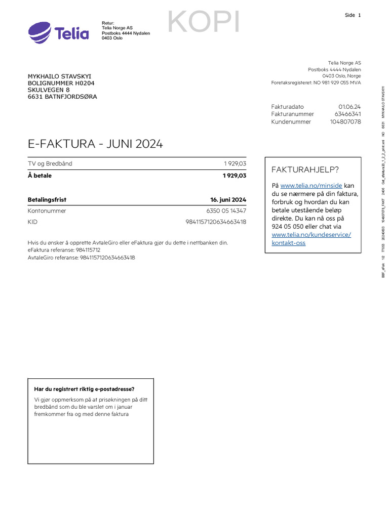 Faktura 63466341 | PDF