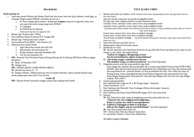 Persiapan Perayaan Natal PNB-R 2023 | PDF
