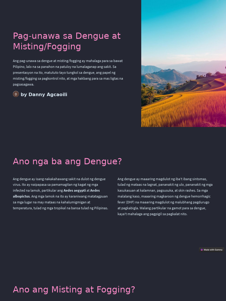 Pag Unawa Sa Dengue at MistingFogging | PDF