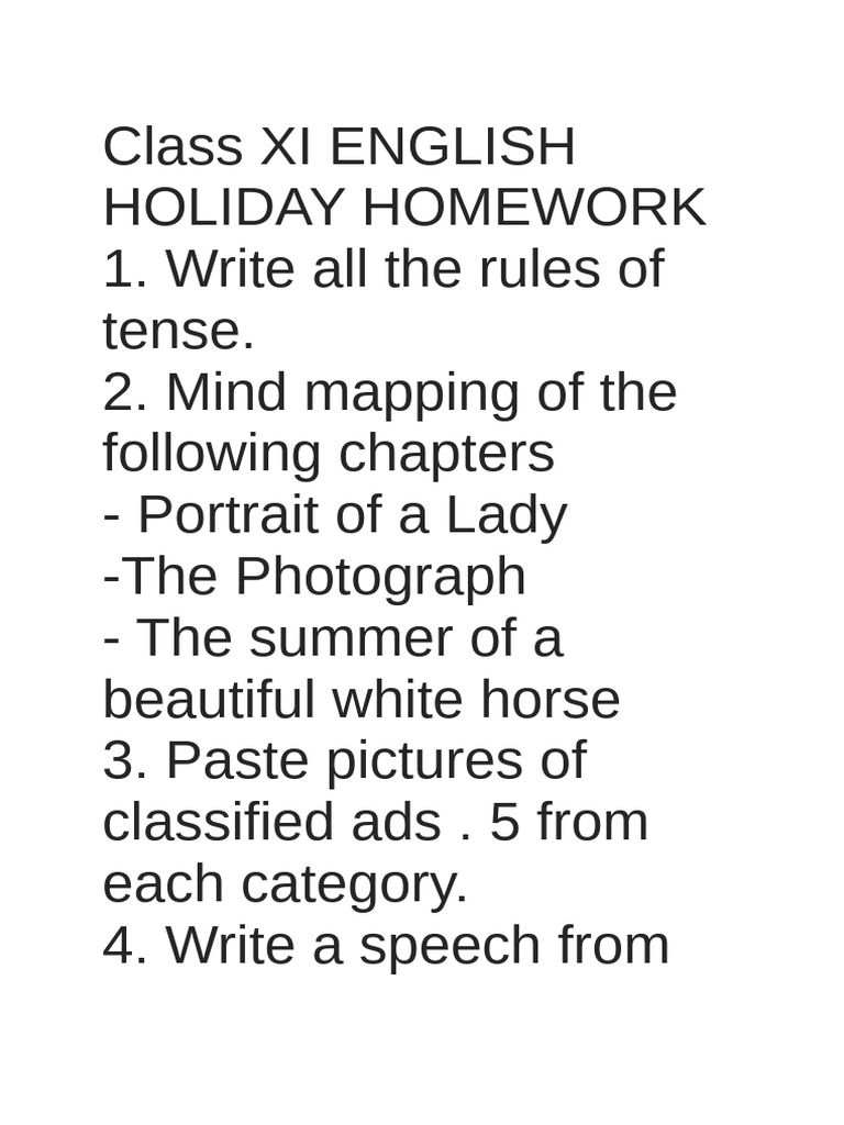 English Holiday Homework - 250505 - 091352 | PDF
