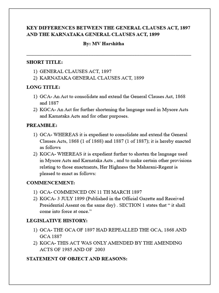 Key Differences Between The General Clauses Act | PDF | Repeal ...