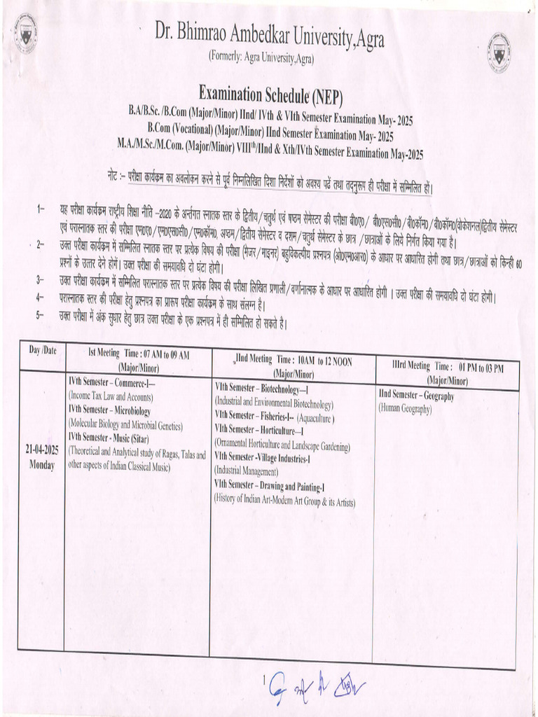 Examination-Schedule-of-NEP-UG-PG-Semester-Exam-May-2025 | PDF