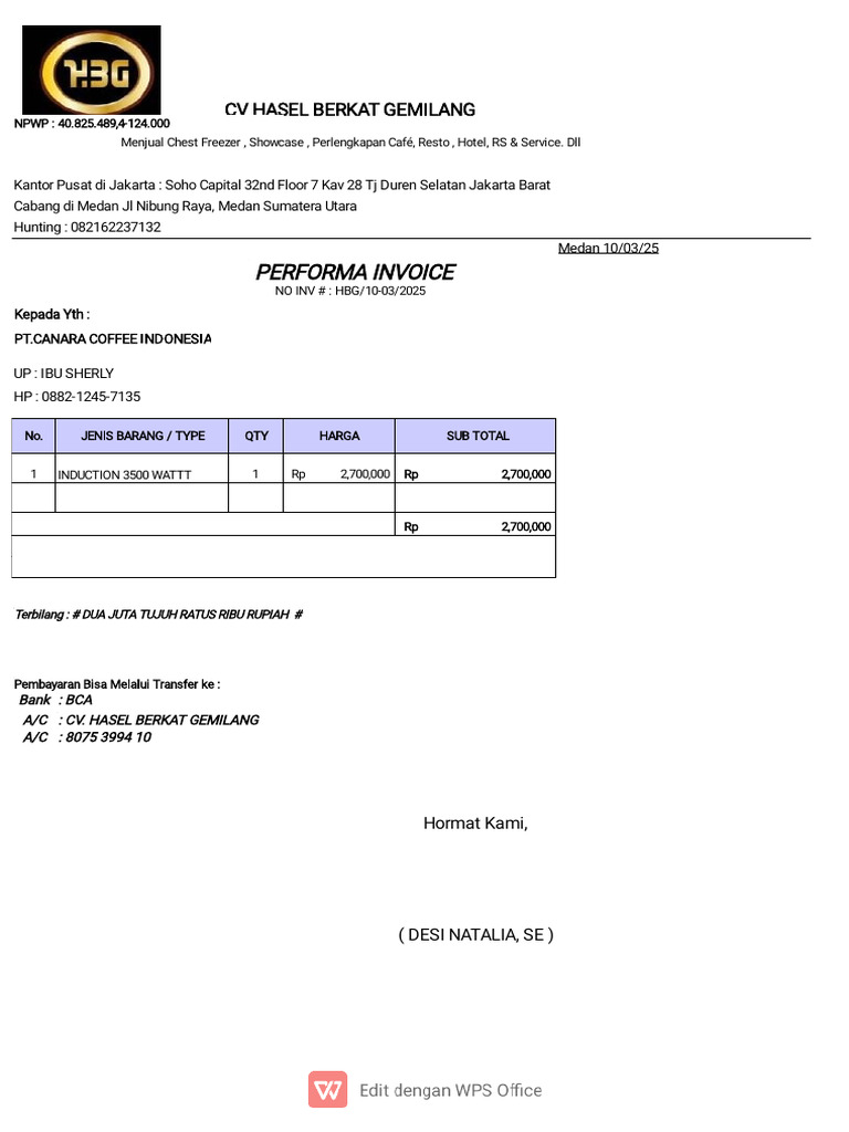 (0143) Invoice PT | PDF