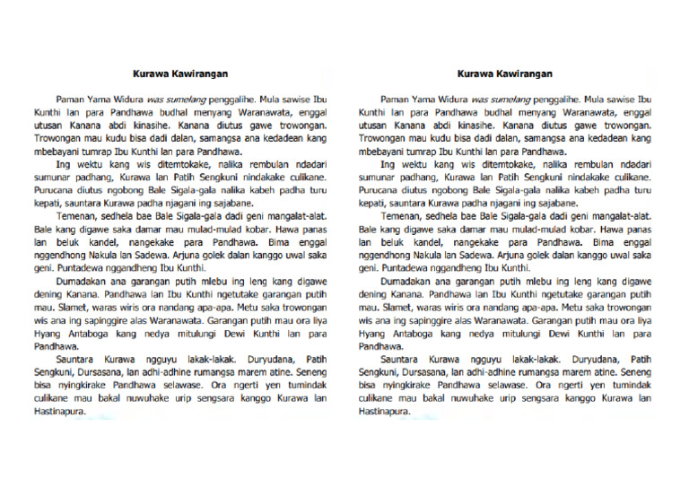 Worksheet Teks Crita Wayang - 1 - Nemokake Unsur Instrinsik | PDF