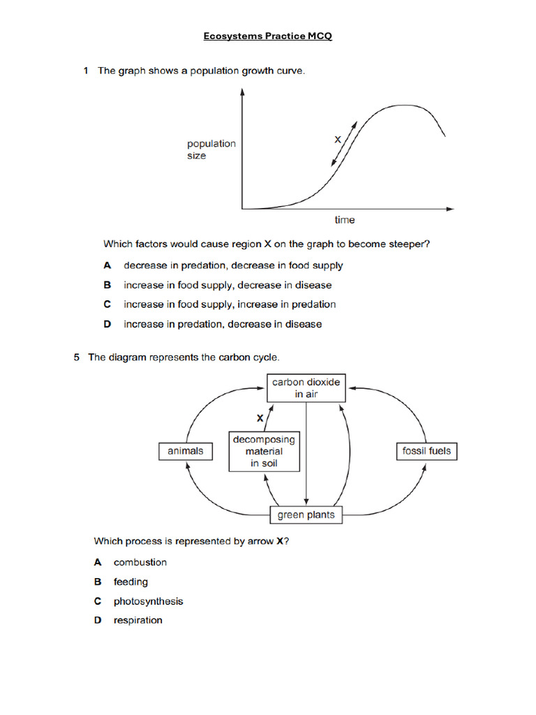 Ecosystems MCQ Practice | PDF