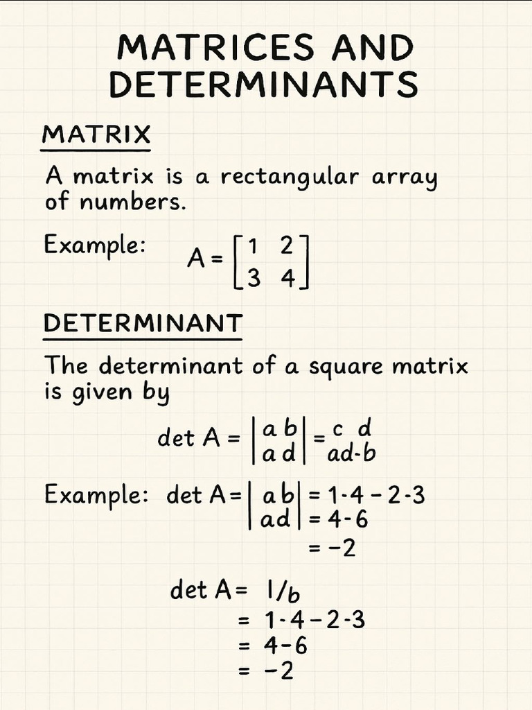 Matrices and Determinants | PDF