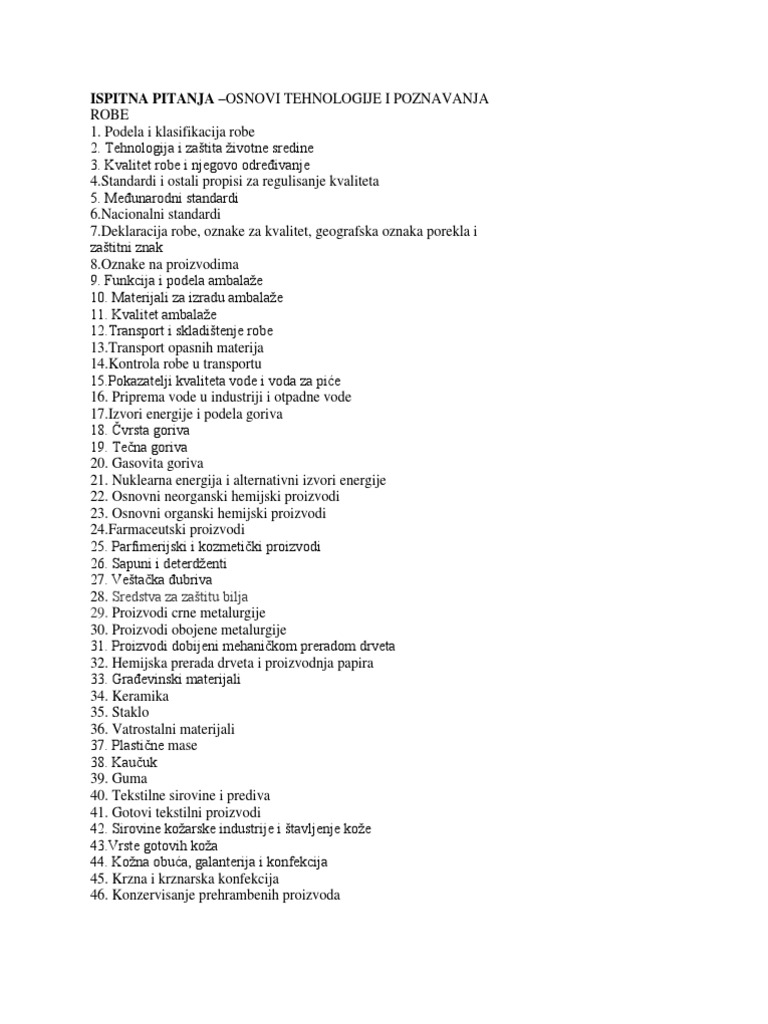 Ispitna Pitanja | PDF