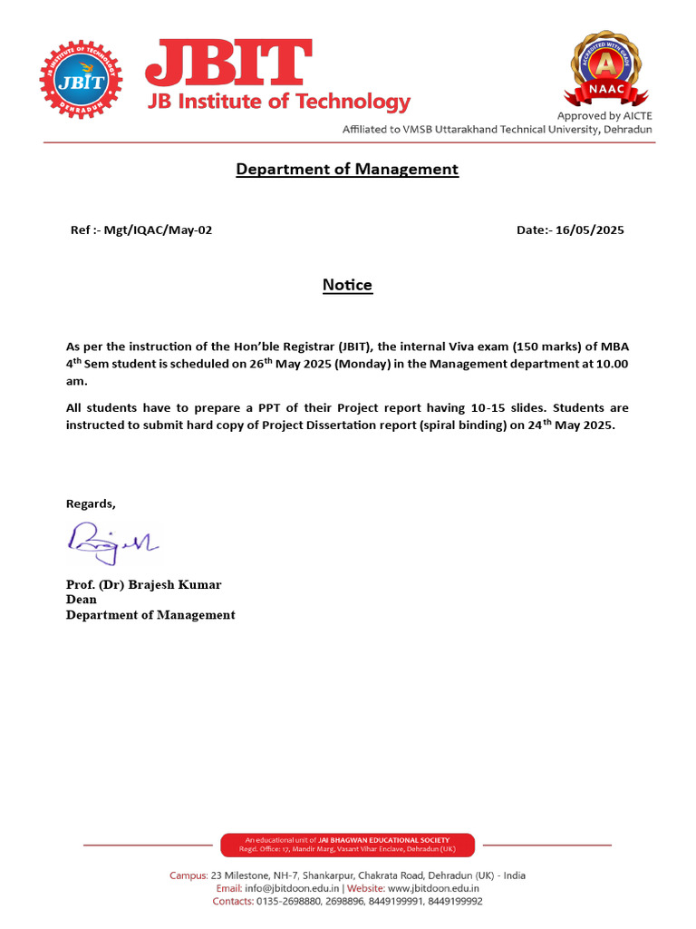 Notice MGT May Project Report | PDF