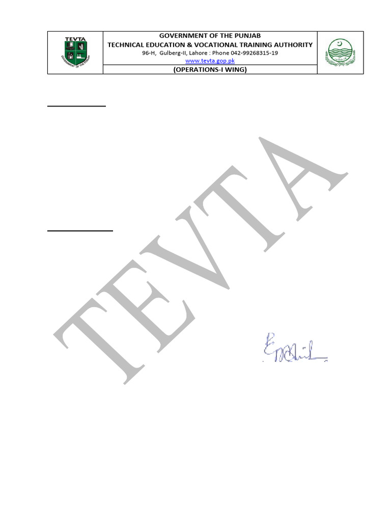 TEVTA Closure Notification 07.05.2025 | PDF
