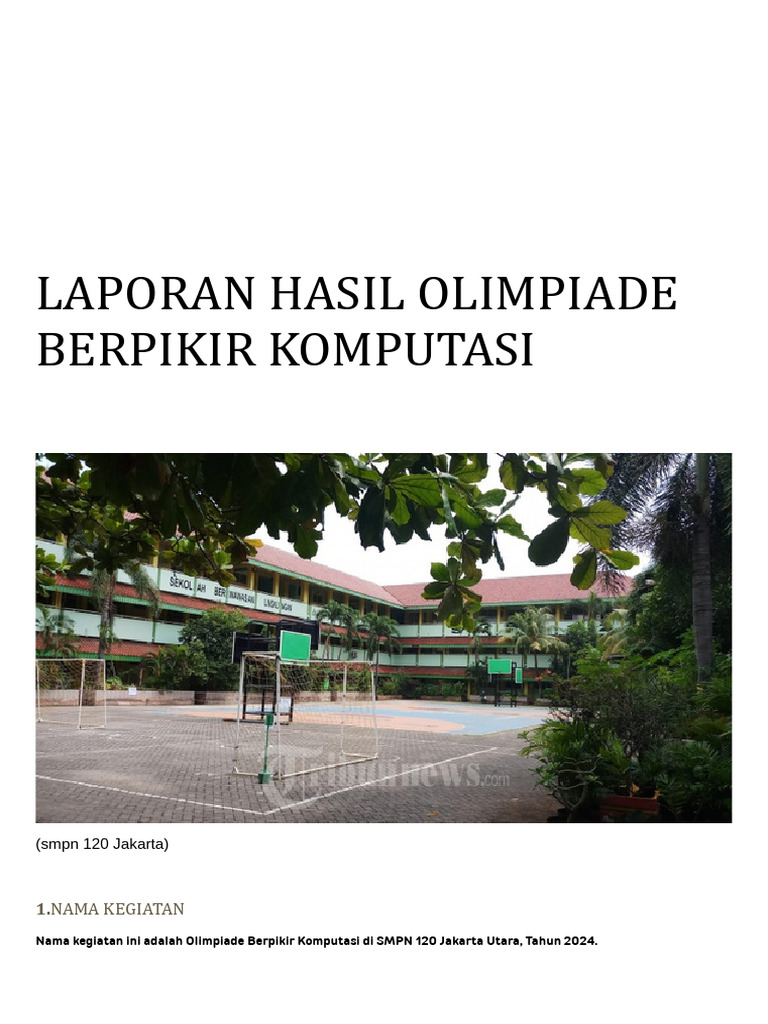 Laporan Hasil Olimpiade SMPN 120 | PDF