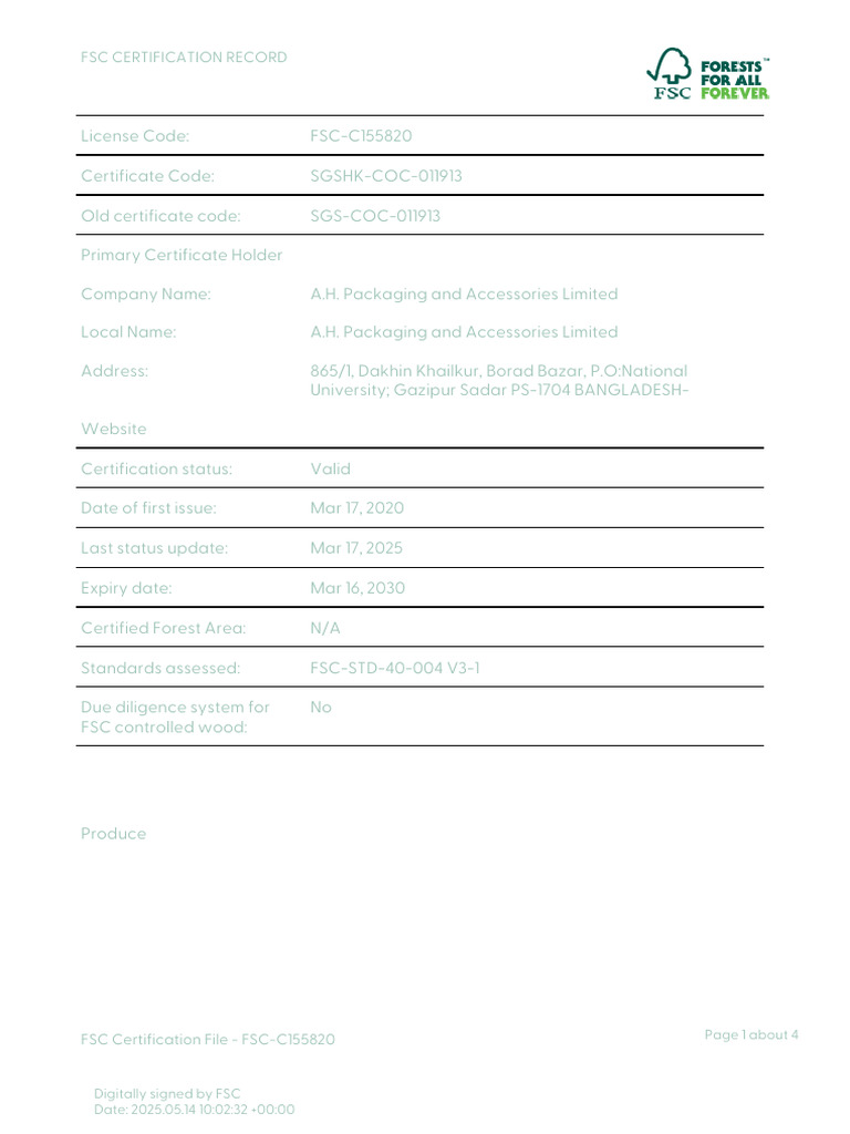 FSC Certification for A.H. Packaging | PDF | Legal Liability | Forest ...