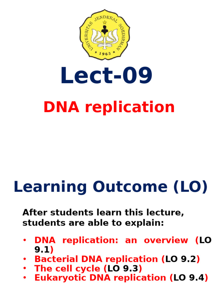 LECT-09 DNA Replication | PDF | Cell Cycle | Dna Replication
