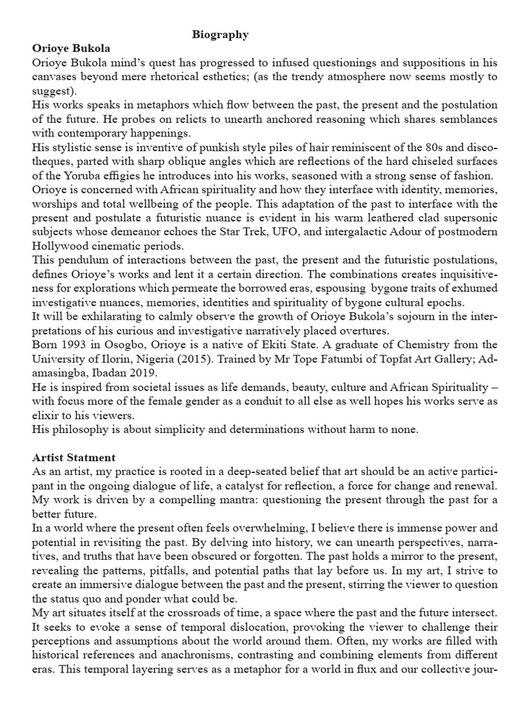 Orioye Bukola Bio and CV | PDF