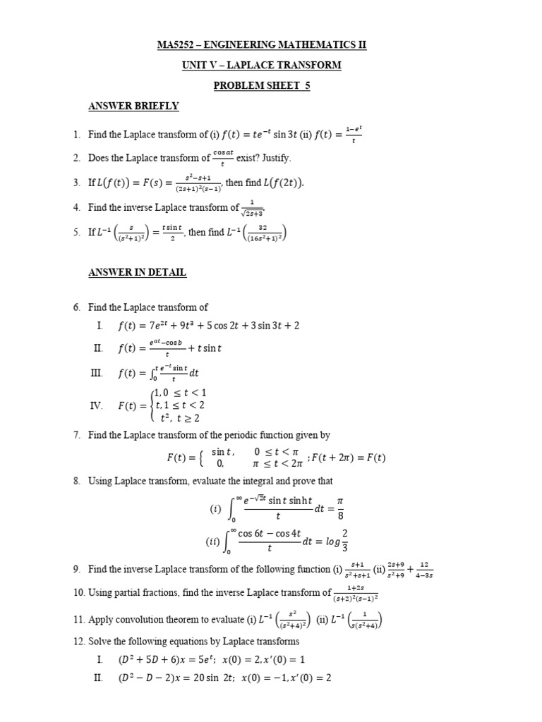 Problem Sheet 2 | PDF
