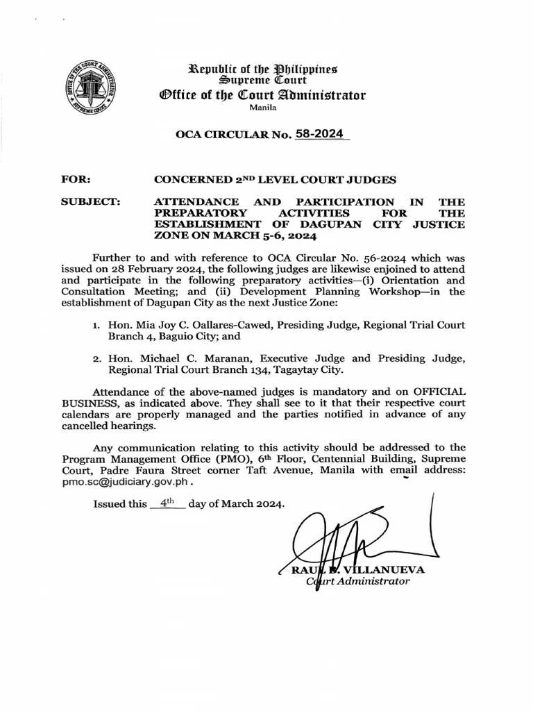 OCA Circular No. 58-2024 | PDF