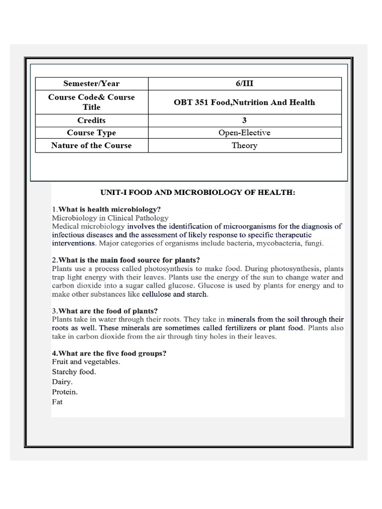 FNH 2 Marks | PDF | Nutrients | Foods