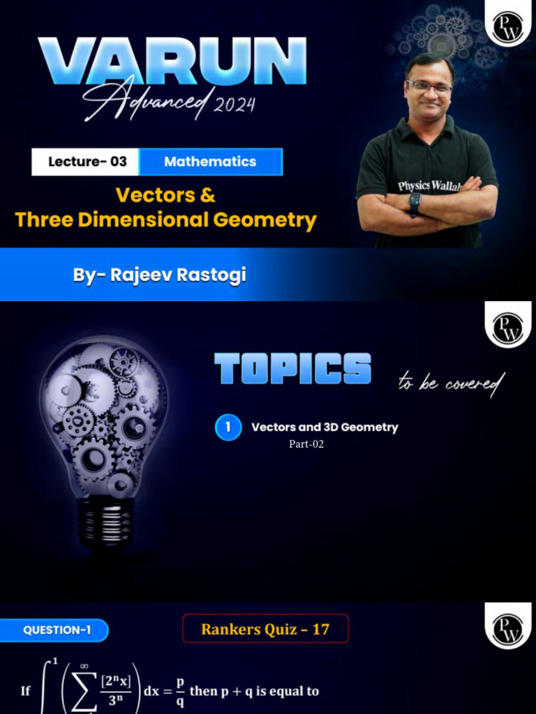 Vectors & Three-Dimensional Geometry 03 - Question Notes - Varun JEE ...