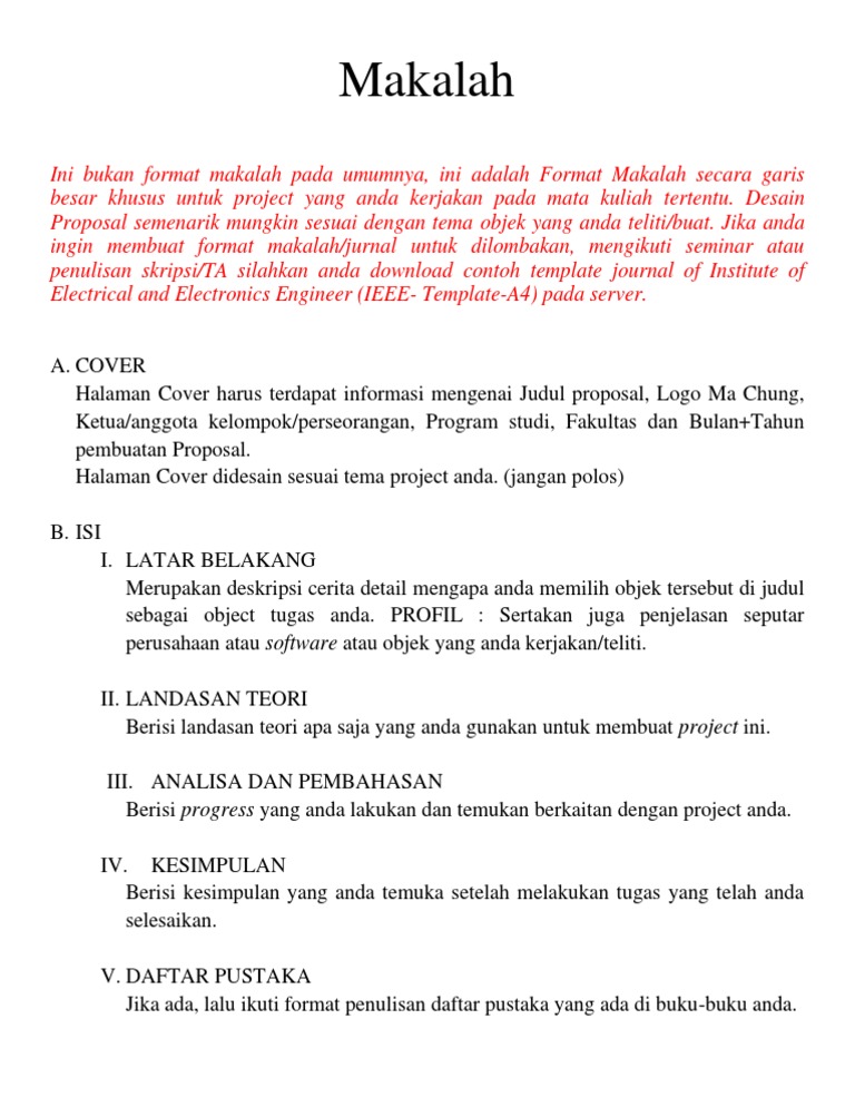 Announcement of Format Makalah Biasa | PDF