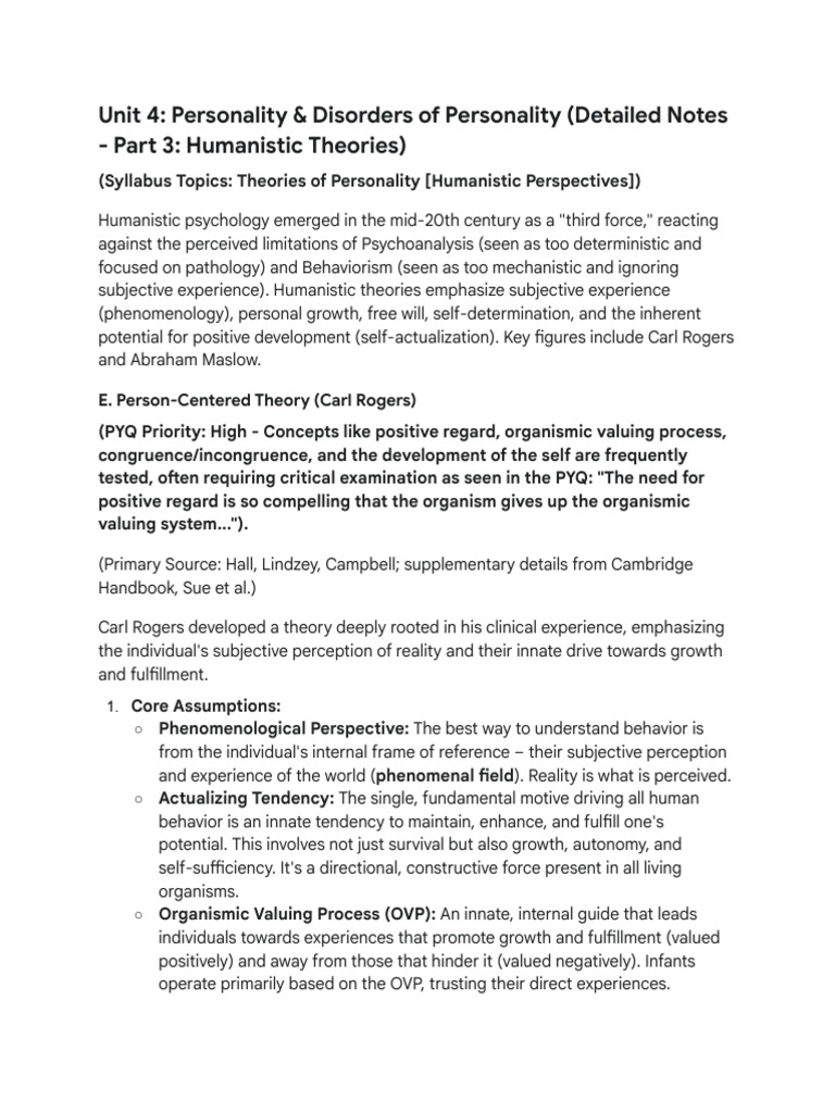 Highly Detailed Psychology Notes - Unit 4 - Personality (Part 3 ...