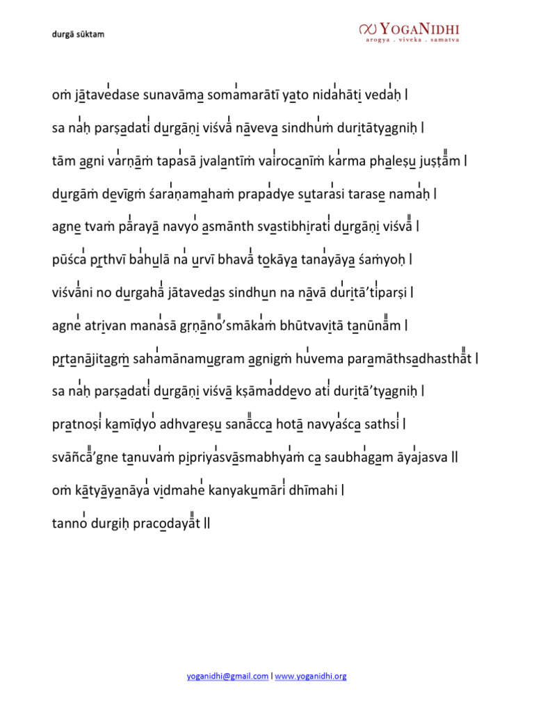 Durga Suktam - YN | PDF